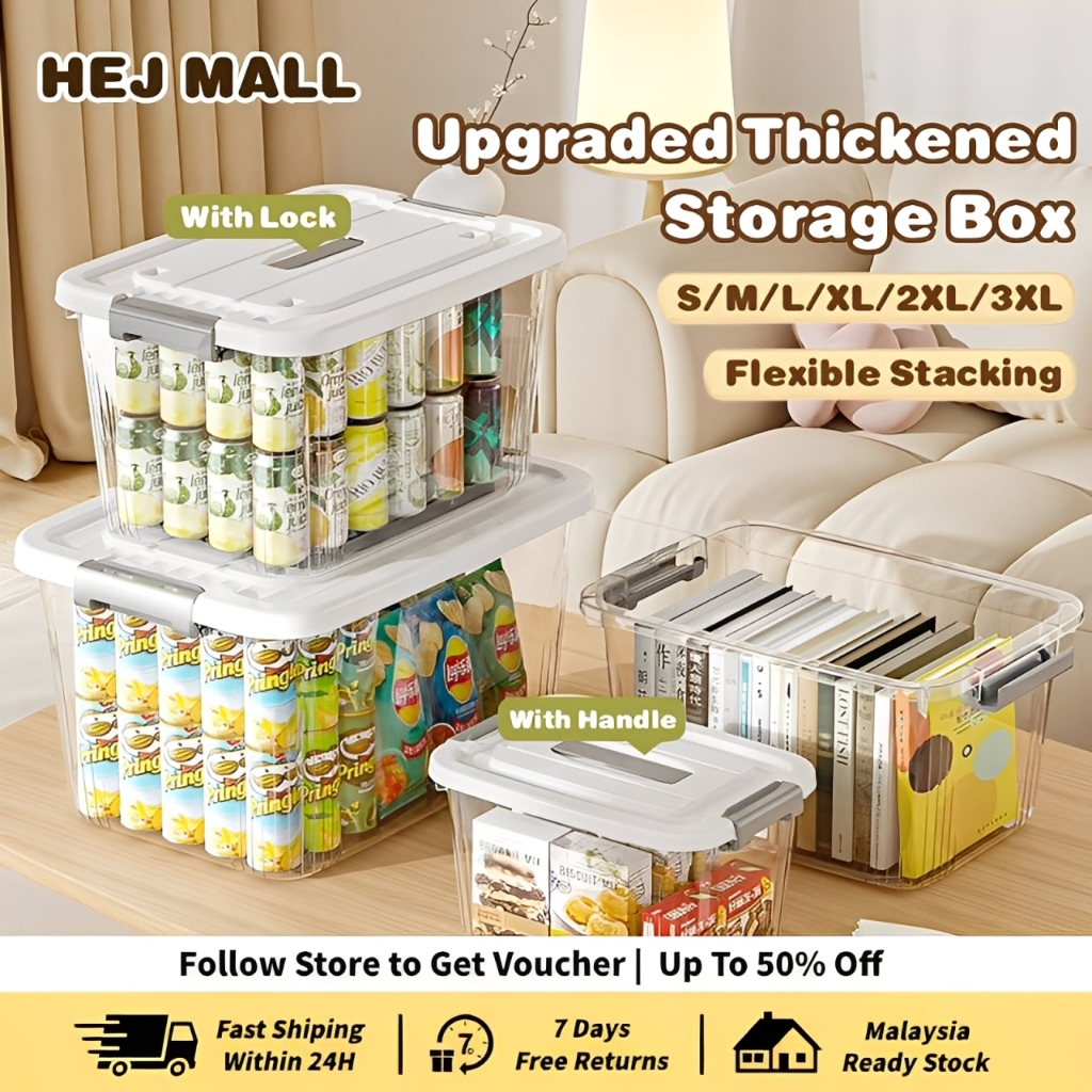 Transparent Storage Box Kotak Simpanan Roda Storage Box with Lid ...