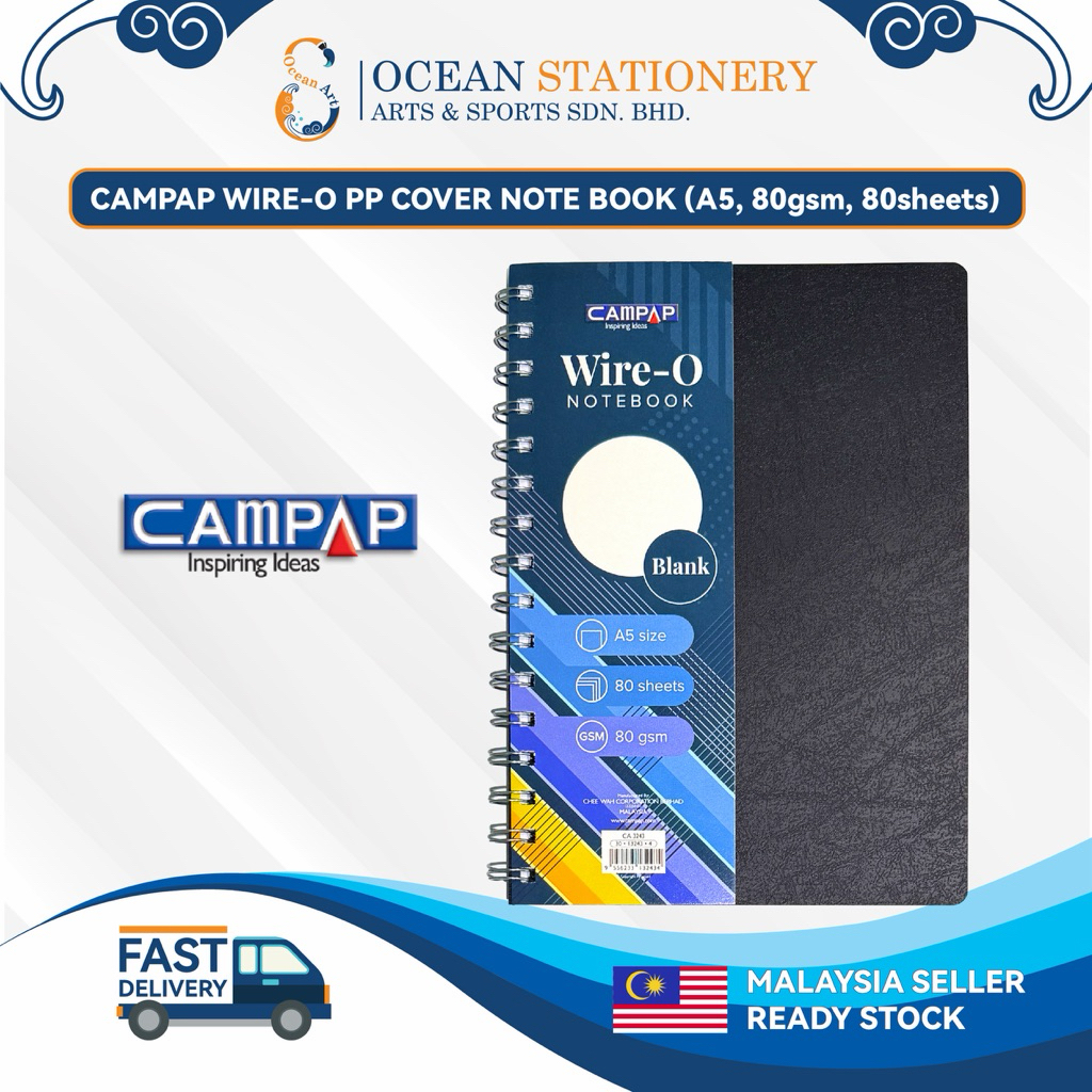 CAMPAP WIRE-O PP COVER NOTE BOOK (A5, 80gsm, 80sheets) | Shopee Malaysia