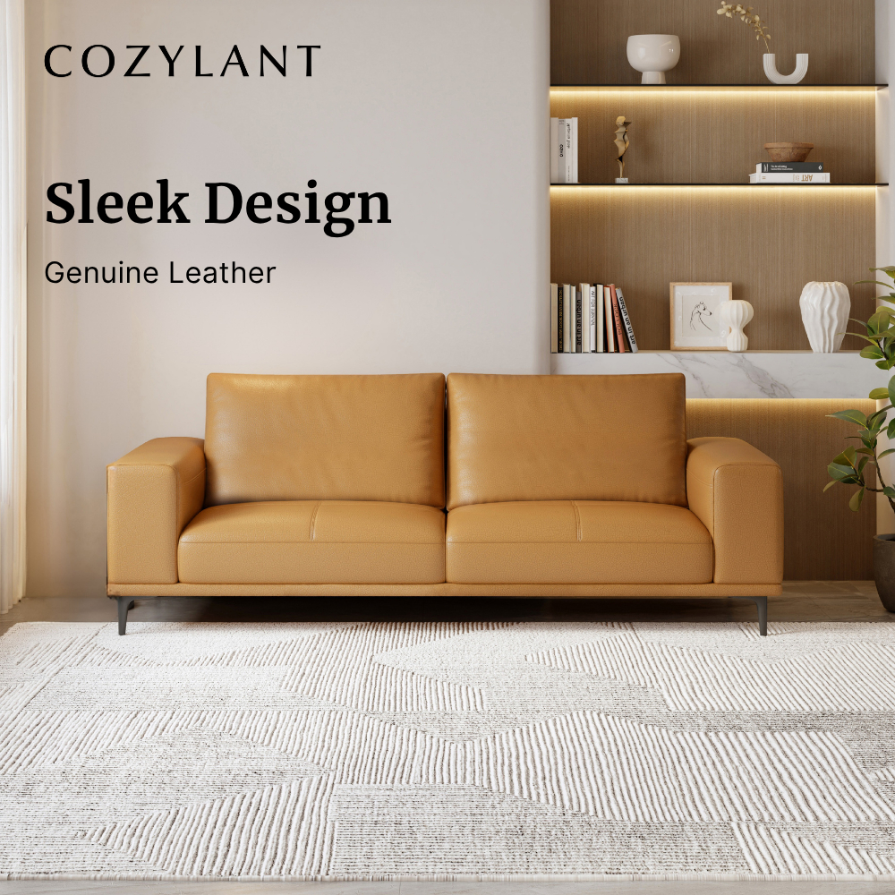 Cozylant Calm Half Leather Sofa / 3 Seater Sofa / 2 Seater Sofa / White ...
