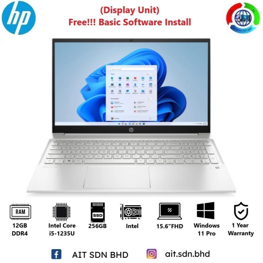 HP Pavilion 15-eg2065st 15.6"FHD Laptop Intel Core i5-1235U 12GB 256GB ...