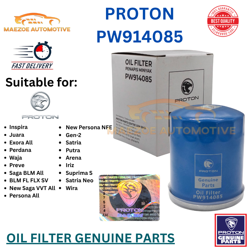 Proton Genuine PW914085 Oil Filter Inspira Juara Exora Perdana Waja ...