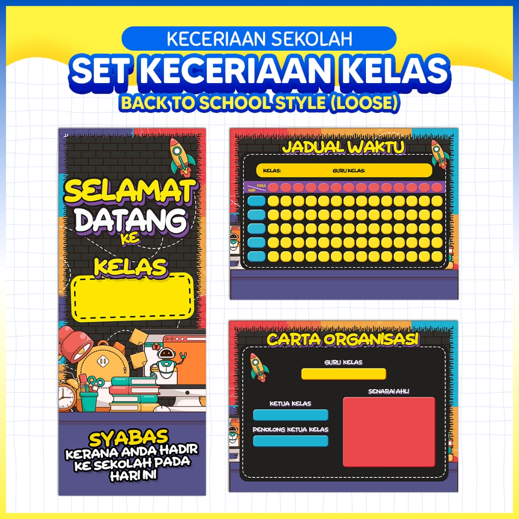 Set Keceriaan Kelas - Tema Back to School | Carta Organisasi, Parking ...