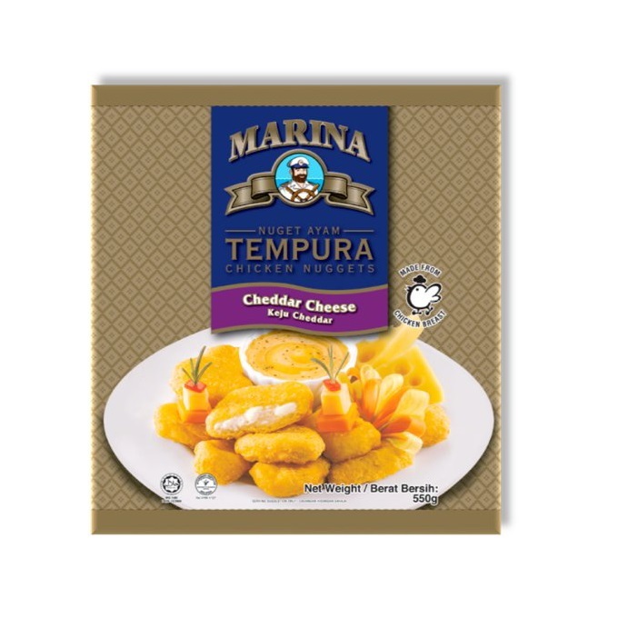Marina Frozen Nuget Ayam Kaju Chaddar Tempura, Chicken Nuggets Cheddar ...