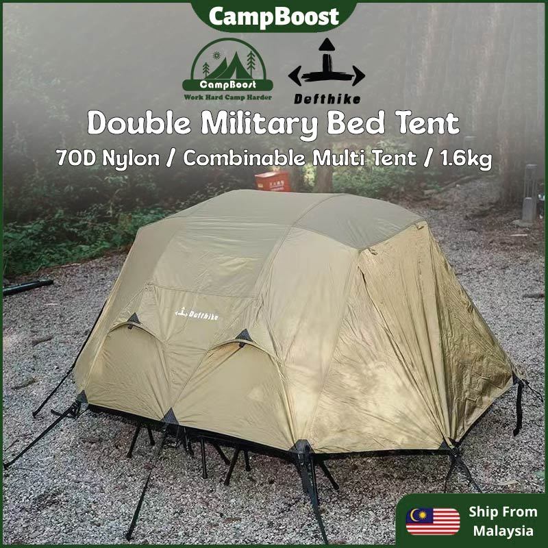 CampBoost DEFTHIKE Double Military Cot Bed Tent Katil Lipat Khemah ...