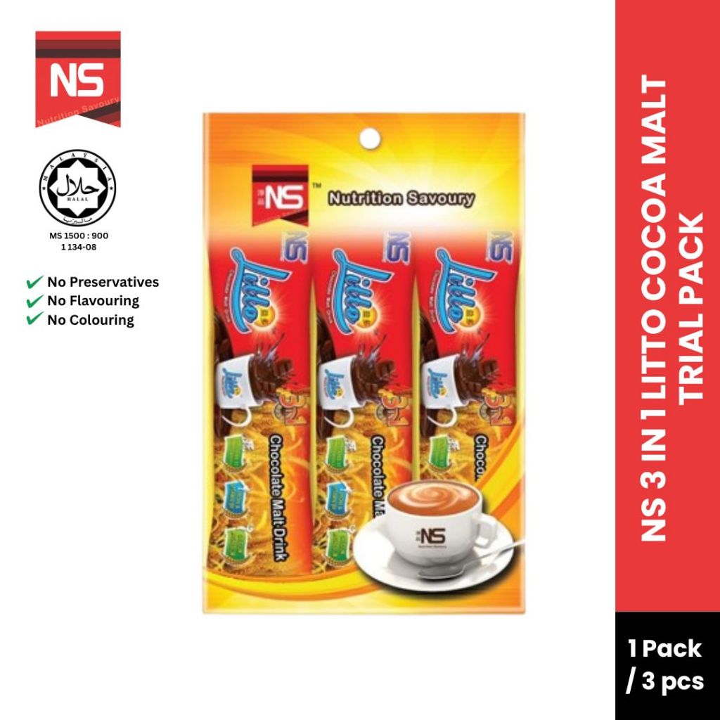 [ 1 PACK ] NS Instant 3 in 1 Litto Chocolate Malt Drink 30g - HALAL ...