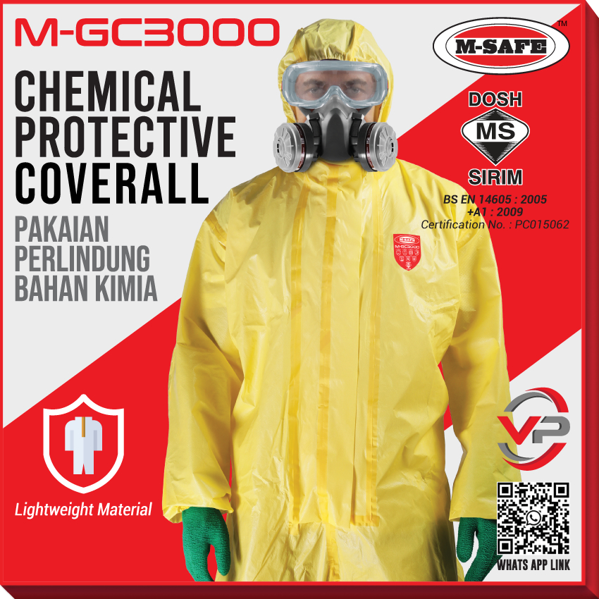 M-SAFE M-GC3000 DOSH SIRIM CHEMICAL PROTECTIVE CLOTHING DISPOSABLE ...