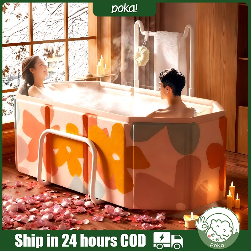 Bath Tub Foldable Bath Tub Portable PVC Towel Rack Adult Spa Bathtub ...