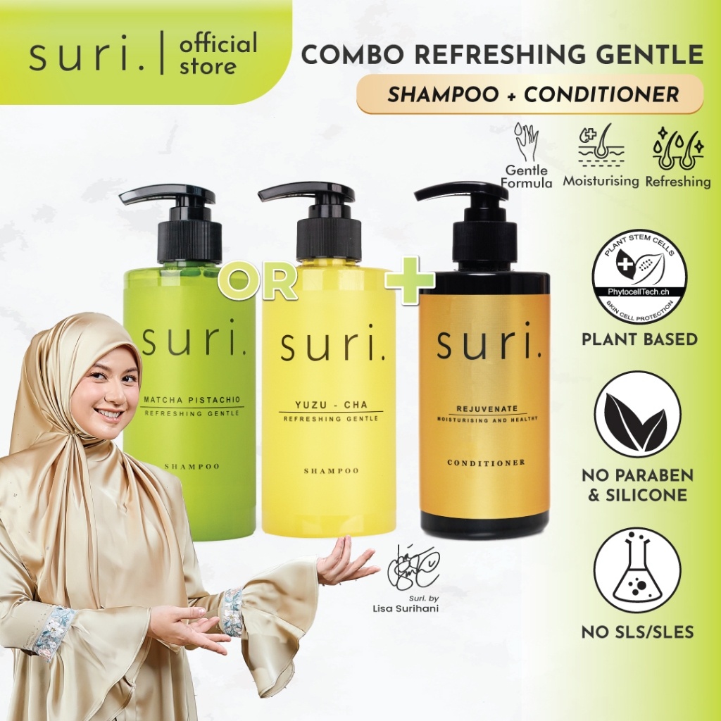 SURI COMBO Refreshing Gentle SET (Shampoo 300ml + Conditioner 300ml ...