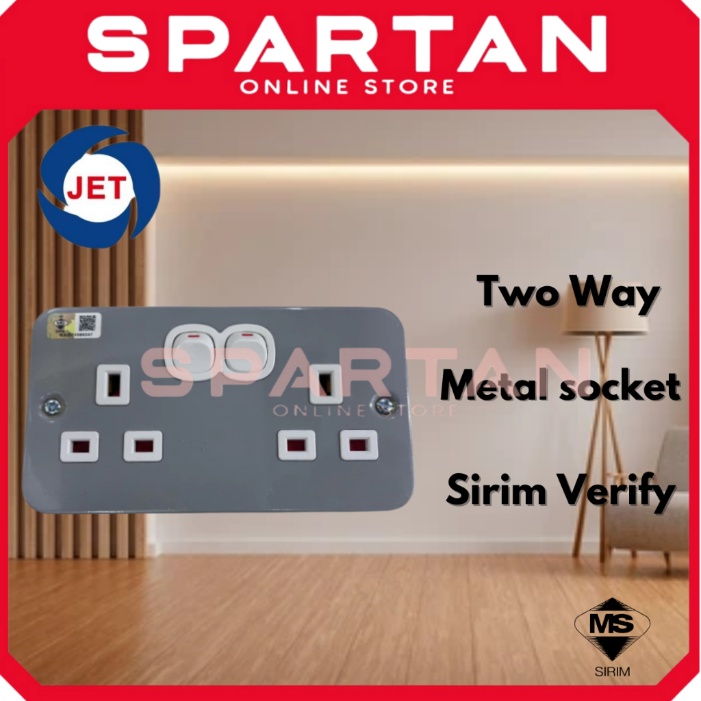 JET 2 Gang Metal Clad Switch Socket Outlet | SIRIM Certified | Wall ...