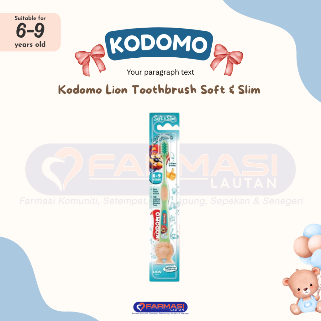 KODOMO LION TOOTHBRUSH SOFT & SLIM 1 PCS (6-9 YEARS） | Shopee Malaysia