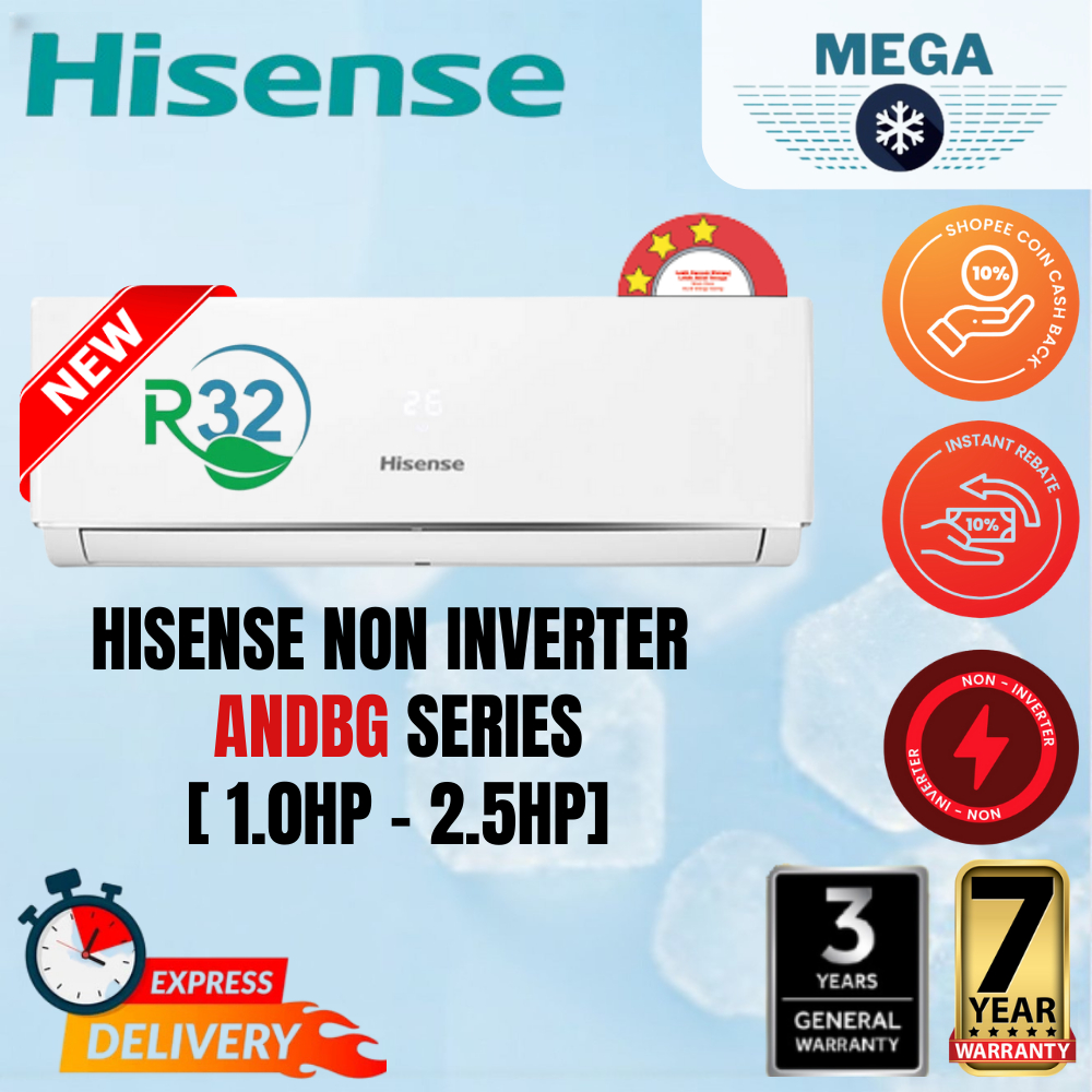 HISENSE 1.0HP - 2.5HP R32 AIR COND ANDBG SERIES NON INVERTER AIRCOND ...