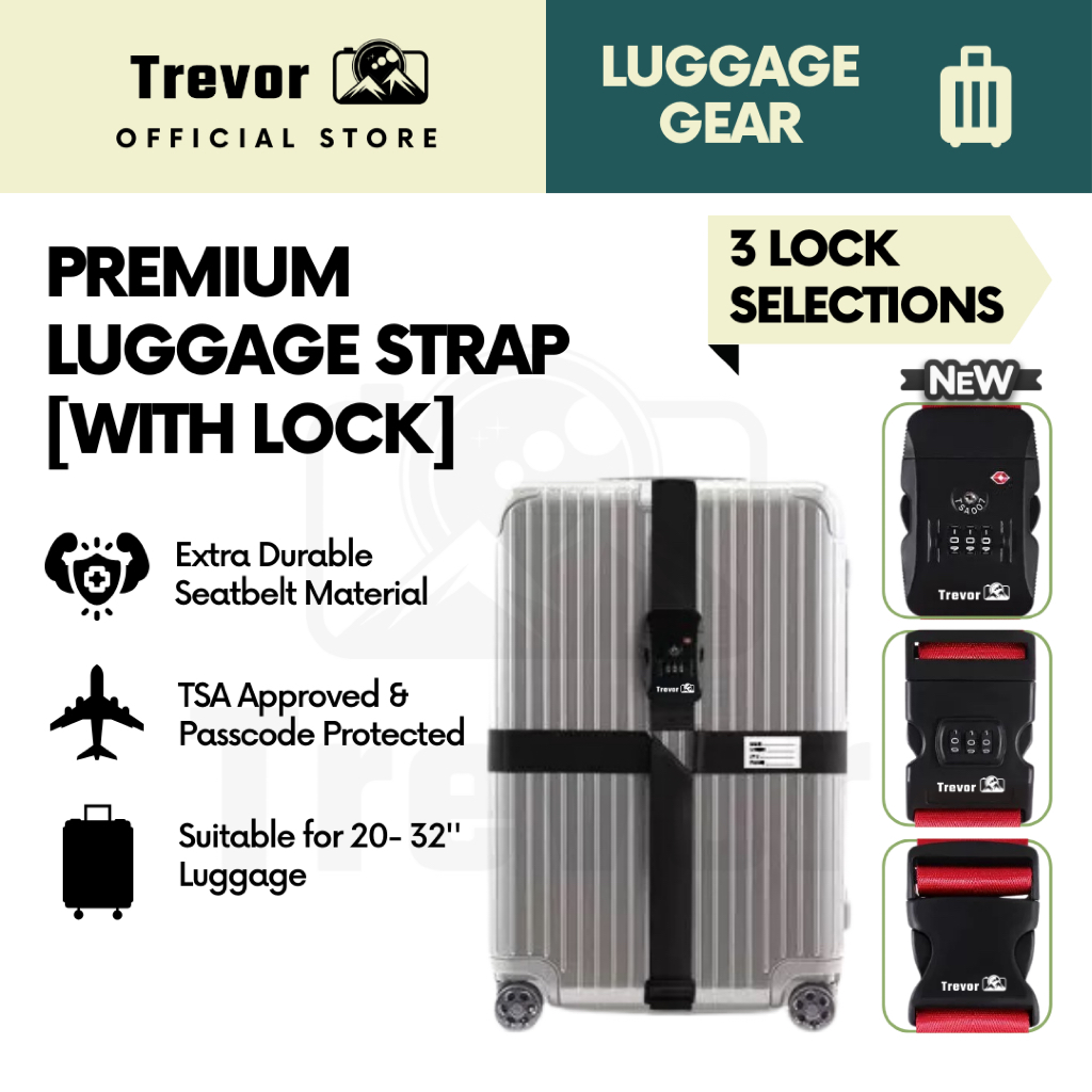 TREVOR Premium Luggage Strap - TSA Passcode Lock Bag Suitcase ...