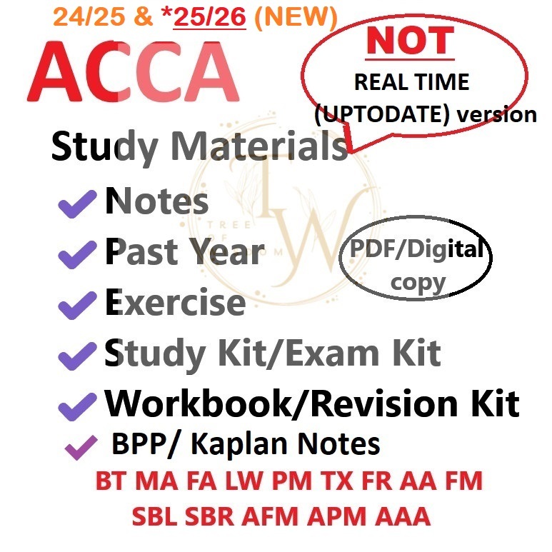 24/25&25/26 ACCA Study Materials｜BPP/ Kaplan Notes｜Past Paper｜BT MA FA ...
