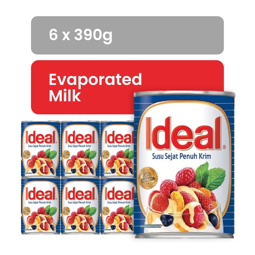 IDEAL Full Cream Evaporated Milk [390G X 6] | Shopee Malaysia