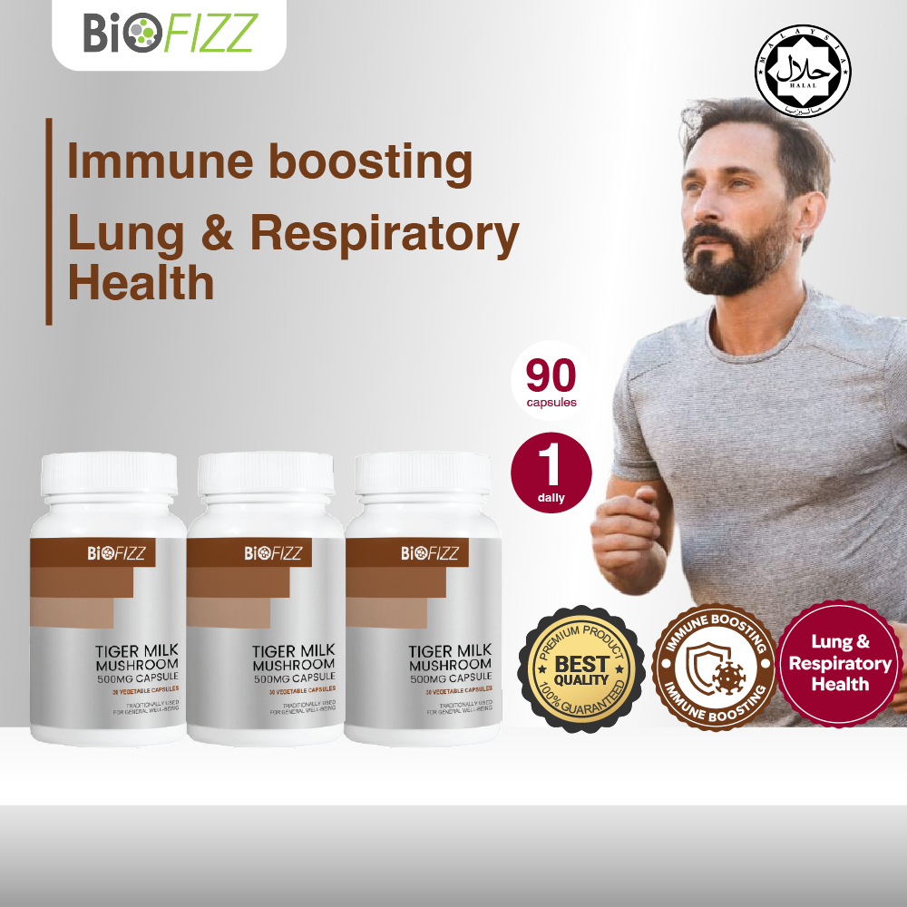 BIOFIZZ Tiger Milk Mushroom 500mg 虎乳菌 虎乳芝 虎奶靈芝 (30's x 3) | Shopee Malaysia