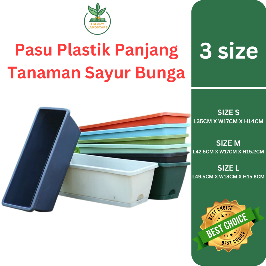 HAPPY LANDSCAPE Long Rectangular Plastic Flower Planter Box / Pasu ...