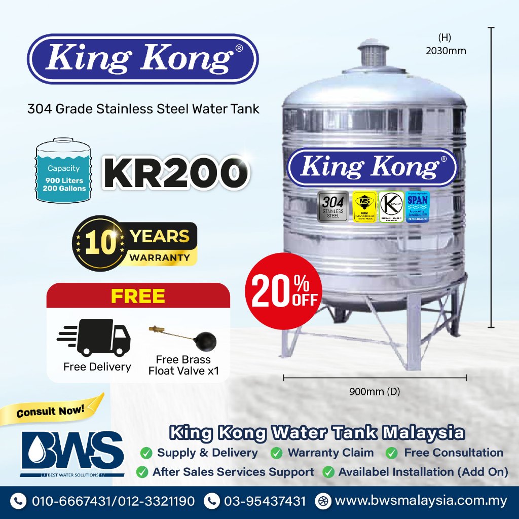 KING KONG KR200 Stainless Steel Water Tank 200 gallons | 850 liters ...