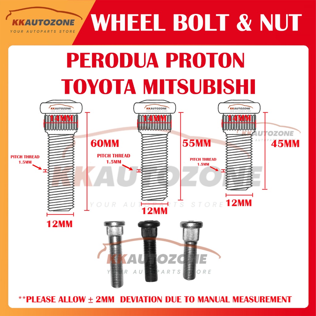 Wheel Bolt / Skru / Stud / Screw Tayar for Perodua Toyota Proton ...