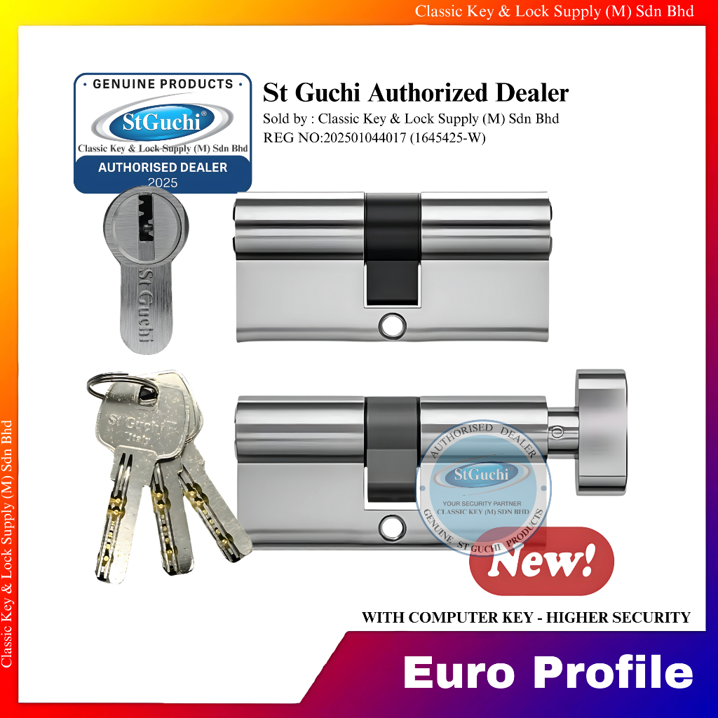 St Guchi Euro Profile Cylinder Mortise Door Lock Single or Double Key ...