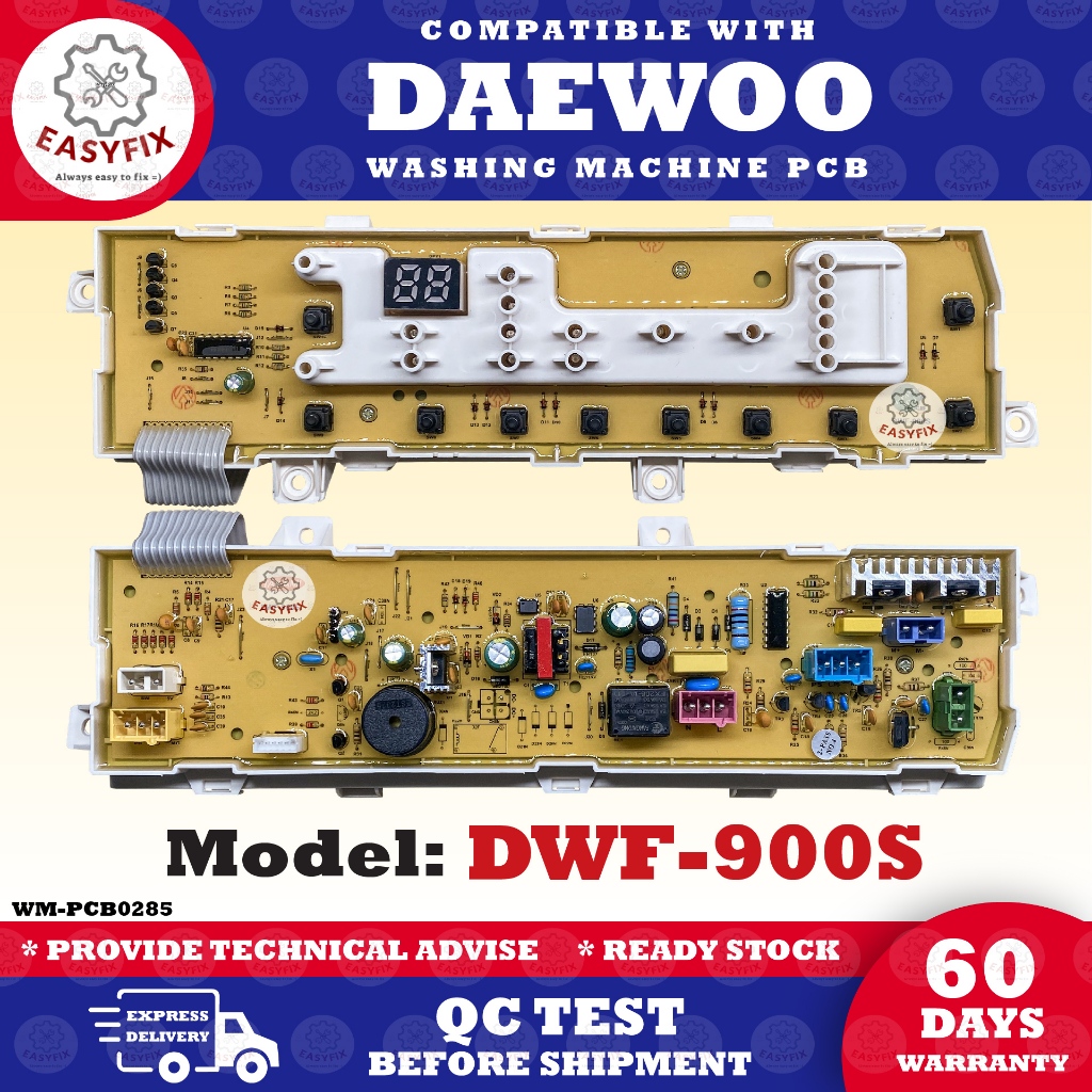 DWF-900S COMPATIBLE WITH DAEWOO WASHING MACHINE PCB BOARD (CONTROL ...