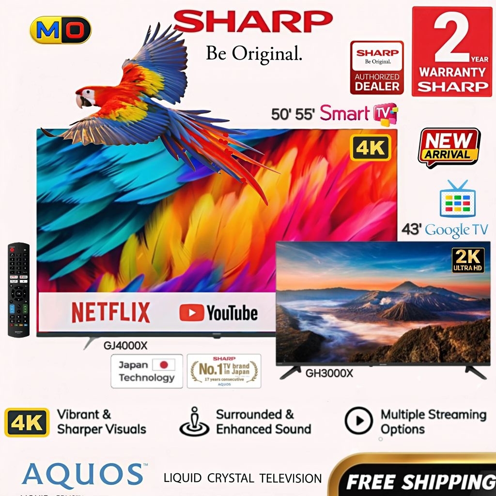 (FREE SHIPPING) SHARP 4K Google TV UHD 2TC43GH3000X TV / 4TC50 ...