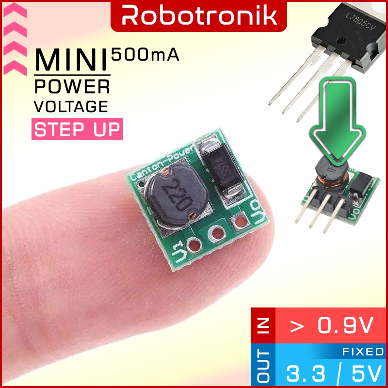 Mini Step-Up Voltage Module 500mA (Min 0.8V) to 3.3V / 5V Boost ...