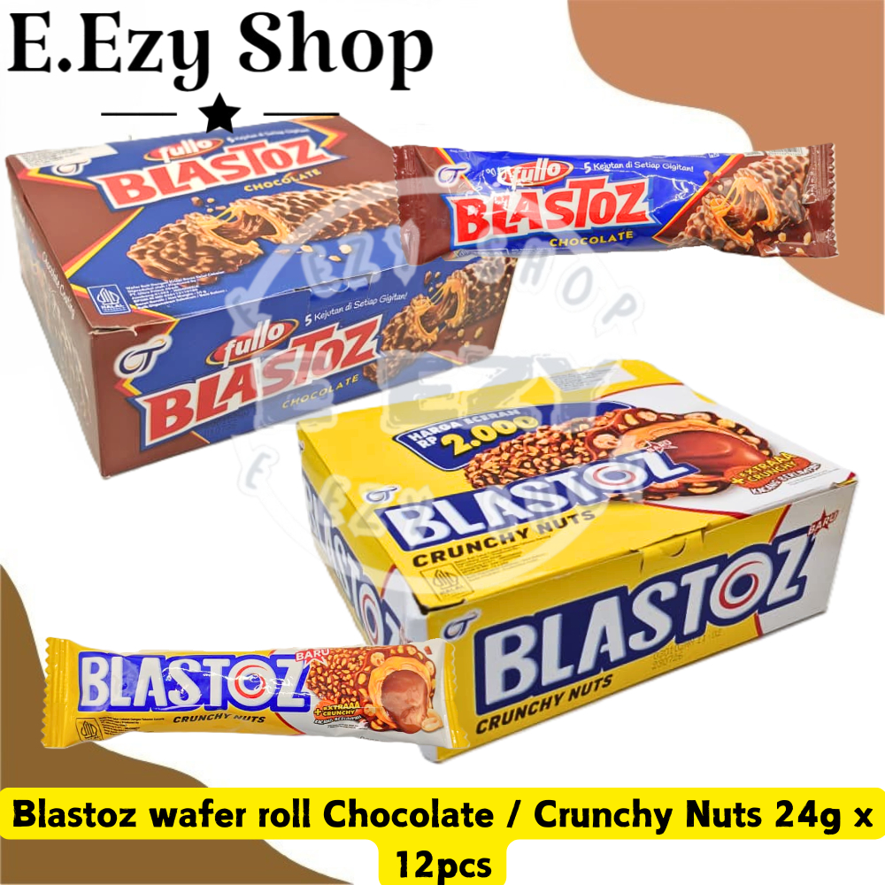 Blastoz wafer roll Chocolate / Crunchy Nuts 24g x 12pcs | Shopee Malaysia