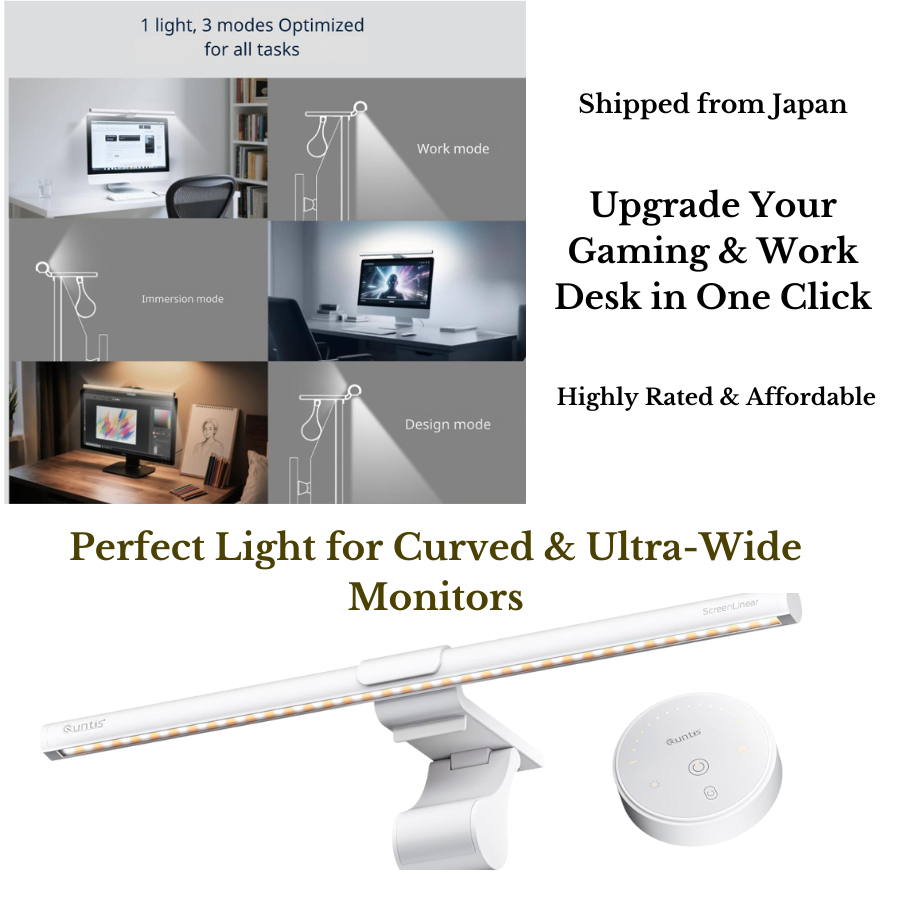 Quntis 52cm Curved Monitor Light with Wireless Remote, Eye-Care Screen ...