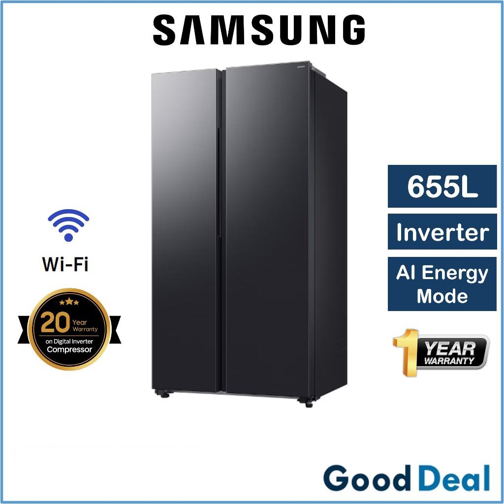 Samsung RS70F65QNFME Net 655L Inverter Side by Side Refrigerator Fridge ...