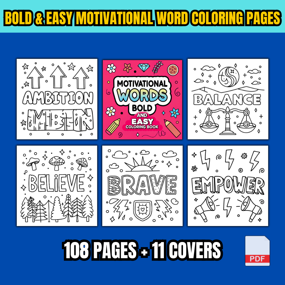 [PDF] 108 Bold & Easy Motivational Word Coloring Pages For Kids ...