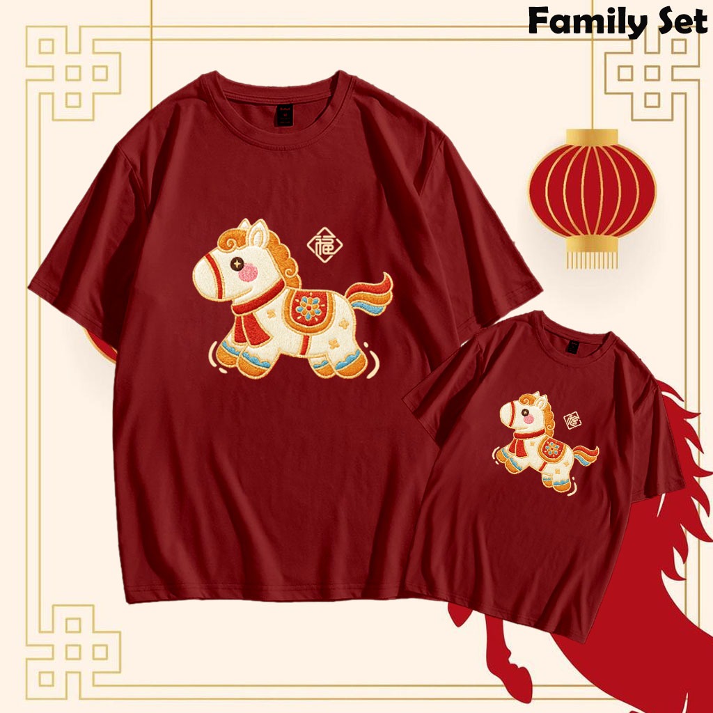 CNY 2026 T SHIRT horse year chinese new year family wear couple kids ...