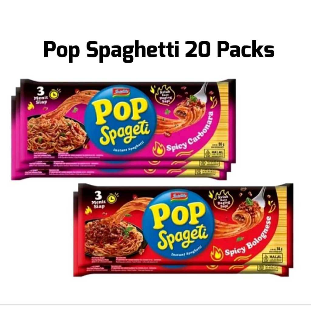 Pop Spaghetti Instan Halal 20 Pek Spicy Carbonara & Spicy Bolognese ...