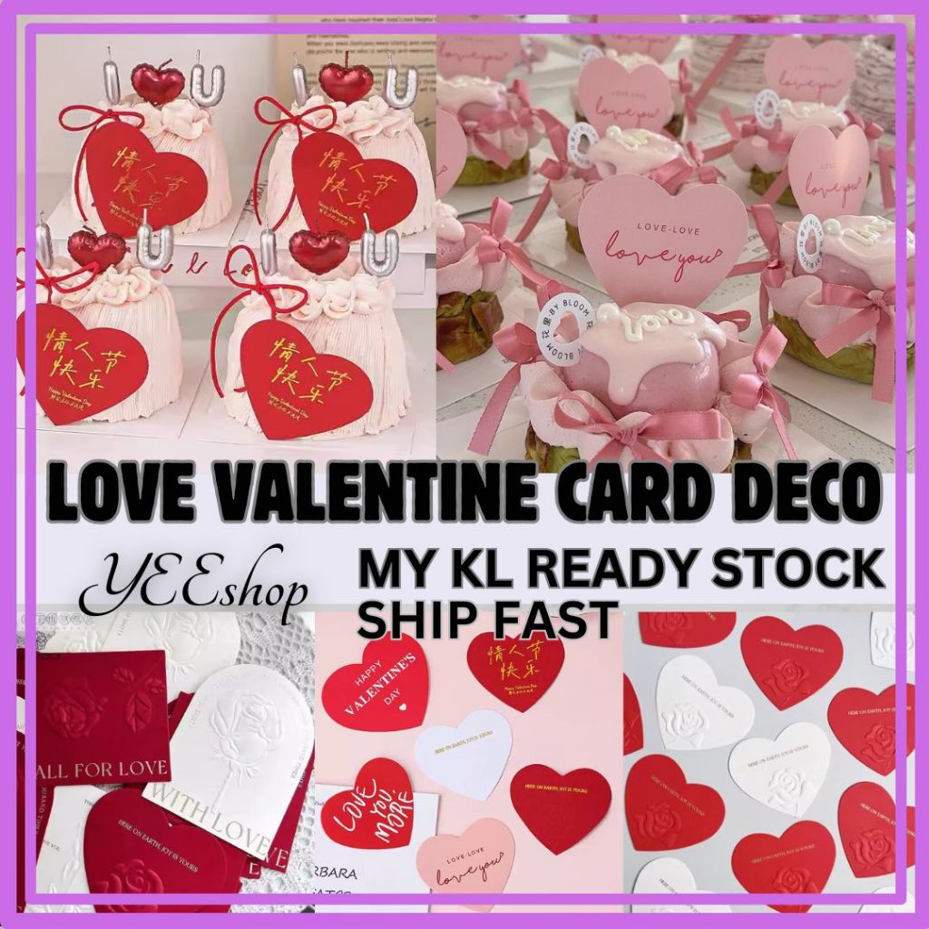 | Cake Decoration | Valentine Theme Love Heart Cake Paper Card Topper ...