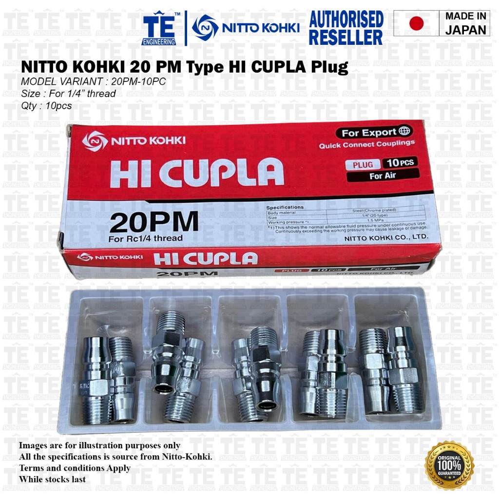 NITTO KOHKI 20PM Type Pneumatic Air Quick Coupler 10Pcs Per Box ( HI ...