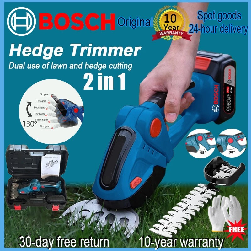 BOSCH Cordless Grass Cutter Shrub Hedge Trimmer Machine Garden Pruning ...