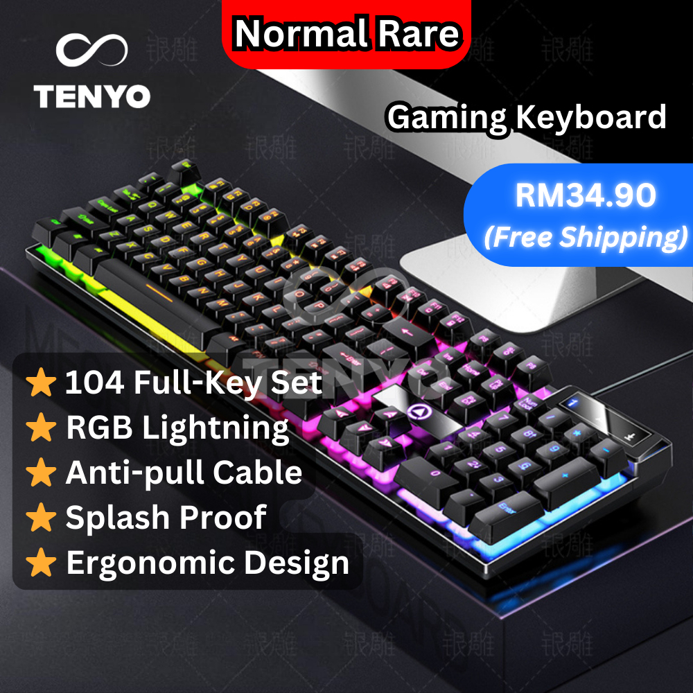 TENYO Noir Gaming Keyboard | 104 Full-Key | RGB Light | Anti-pull Cable ...