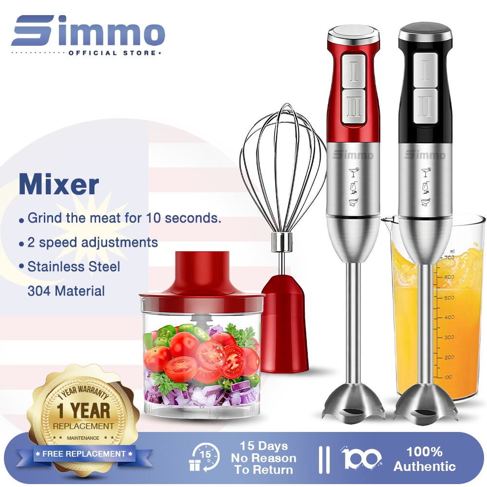 Simmo Hand Blender 4 IN 1 Food Processor Chopper Mixer Grinder Juice ...