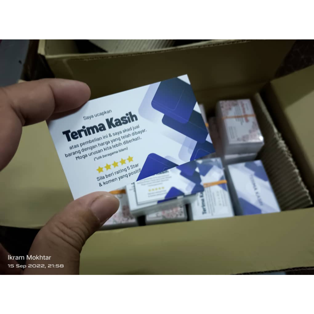 100pcs/box Saiz Name Card KAD UCAPAN TERIMA KASIH/ 5 STAR RATING / AKAD ...