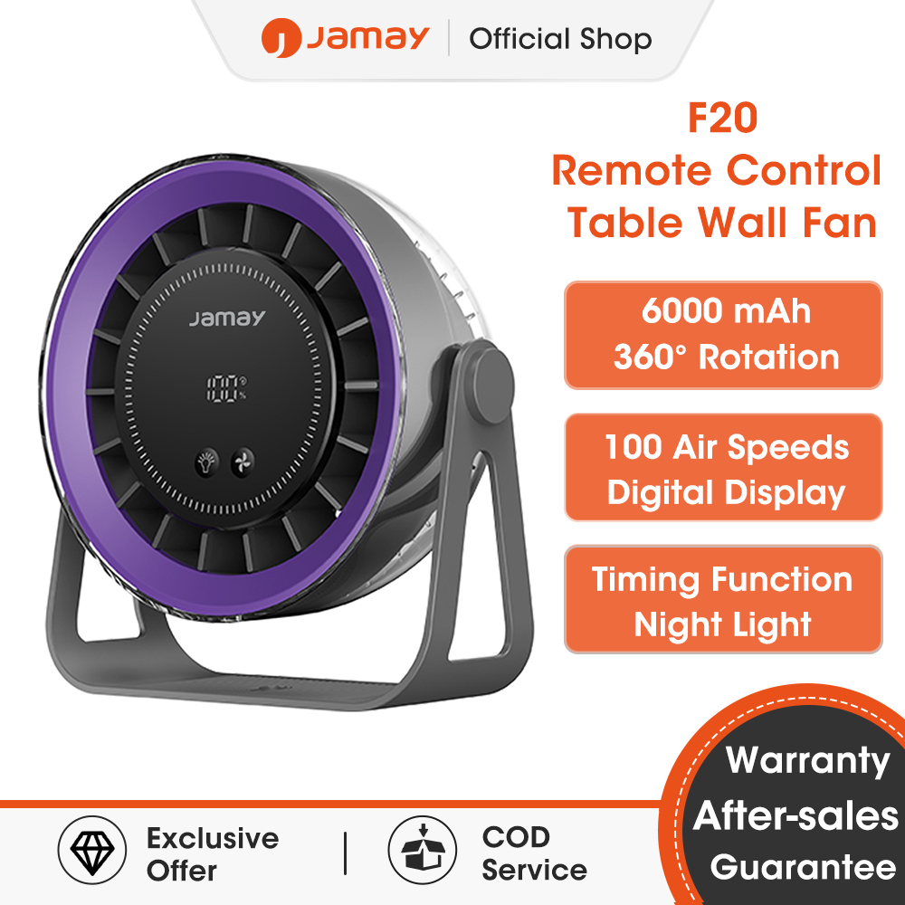 JAMAY Turbo Silent Desk Fan 100-Speed 6000mah USB Rechargeable Quiet ...