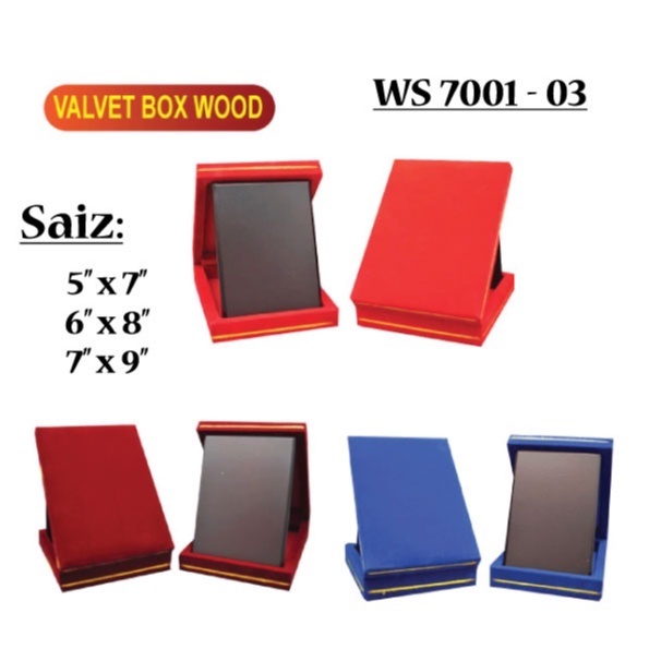 VELVET BOX WOOD/VELVET PLAQUE/WOODEN PLAQUE (AWARDS/SOUVENIRS/APPROVALS ...