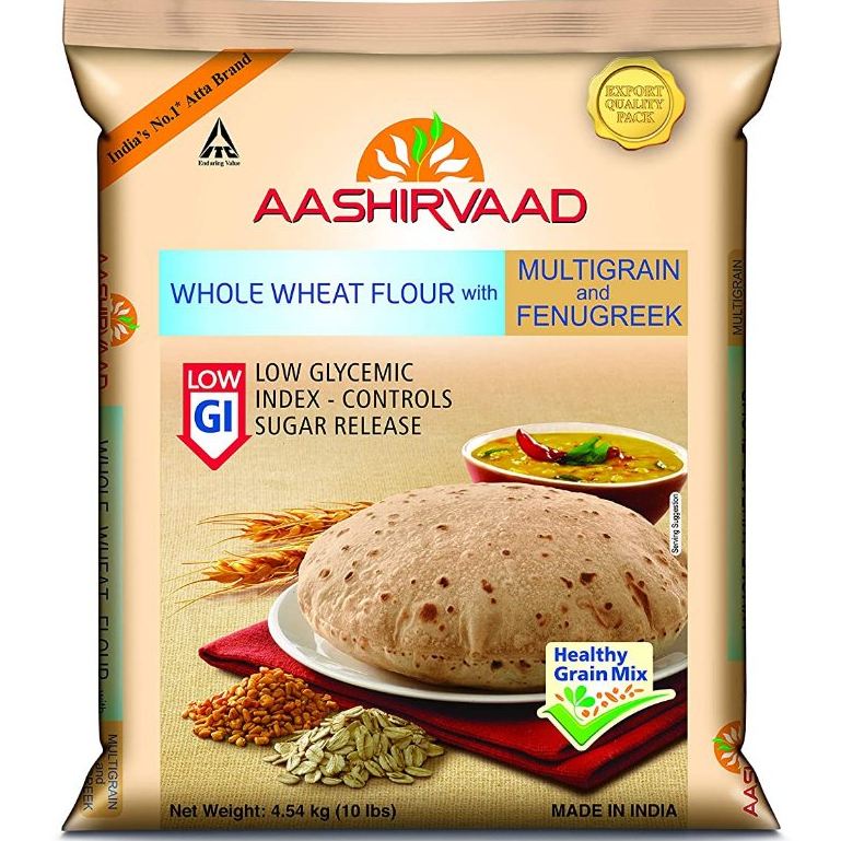 Aashirvaad Whole Wheat Flour with Multigrain and Fenugreek Atta, Low GI ...