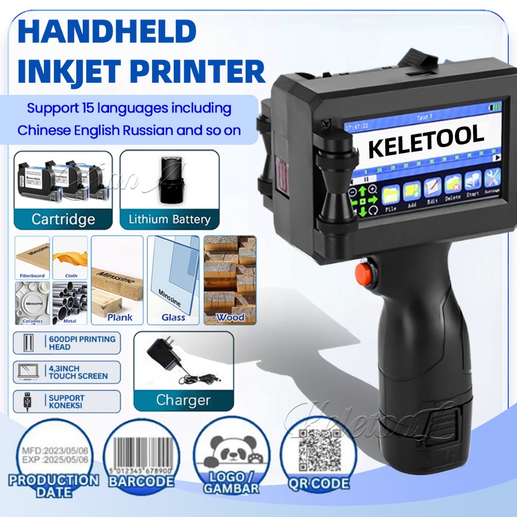 Handheld inkjet printer Portable inkjet date printer 12.7mm Replaceable ...