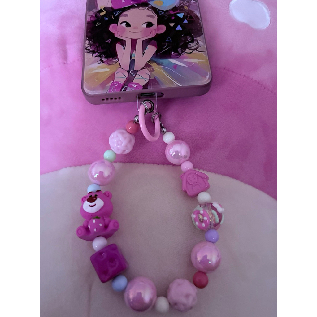 Phone chain diy pink lotso | Shopee Malaysia