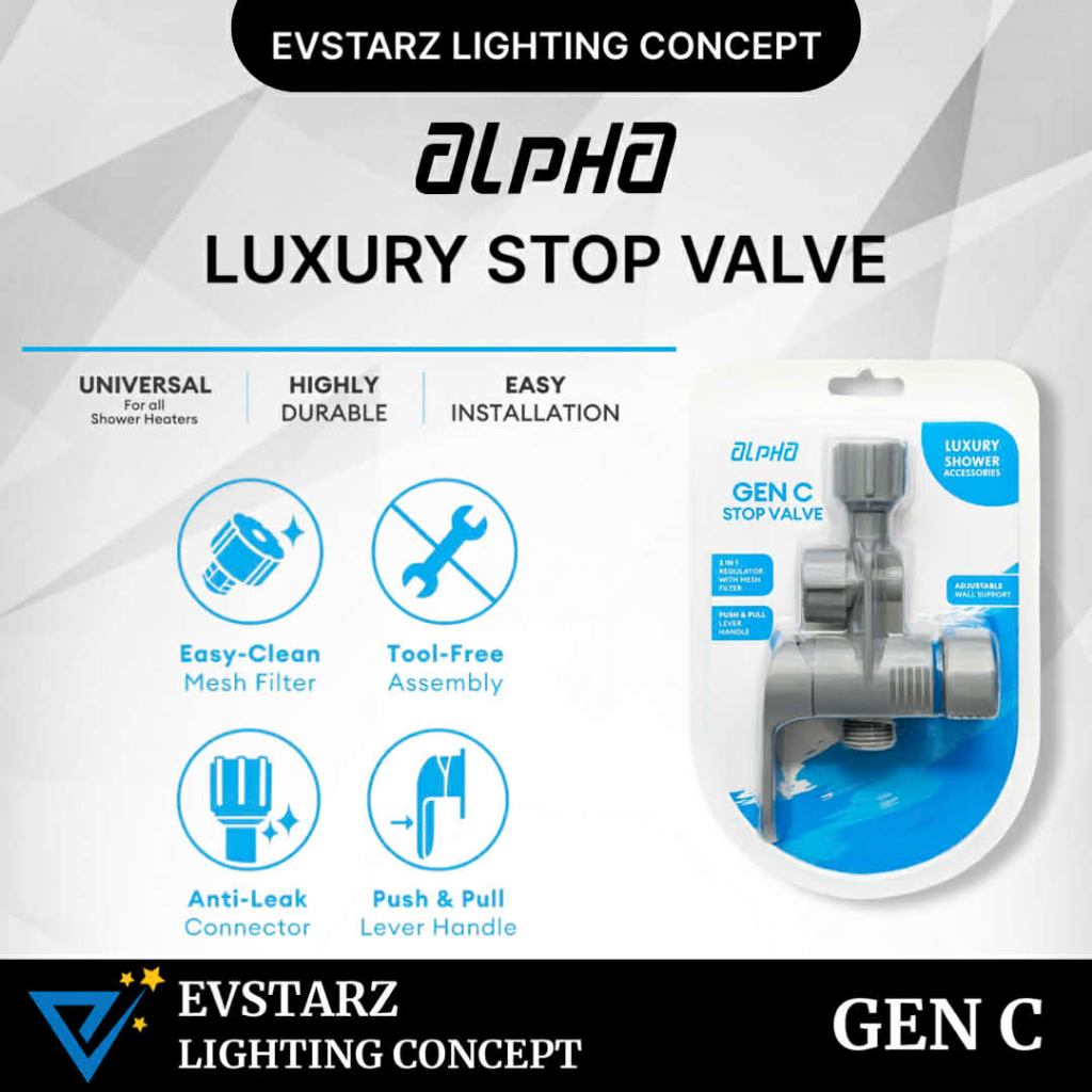 Alpha Gen C Stop Valve With Filter Black/White/Grey Original | Shopee ...