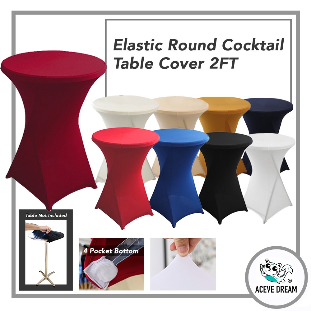 ACEVE DREAM READY STOCK 2 FT Round Cocktail Table Cloth Cover Elastic ...