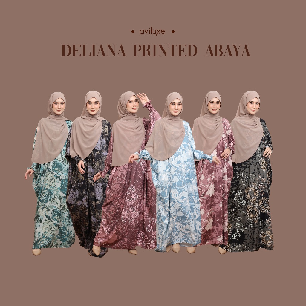 DELIANA PRINTED ABAYA FREE SIZE - Fit Till 5XL - Kain Sejuk Untuk ...