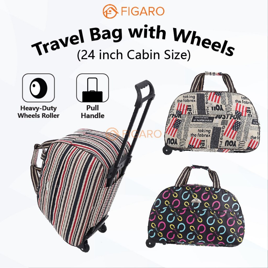 FIGARO Cabin Size Luggage Bag Travel 24 Inch Beg Roda Travel Bag With ...