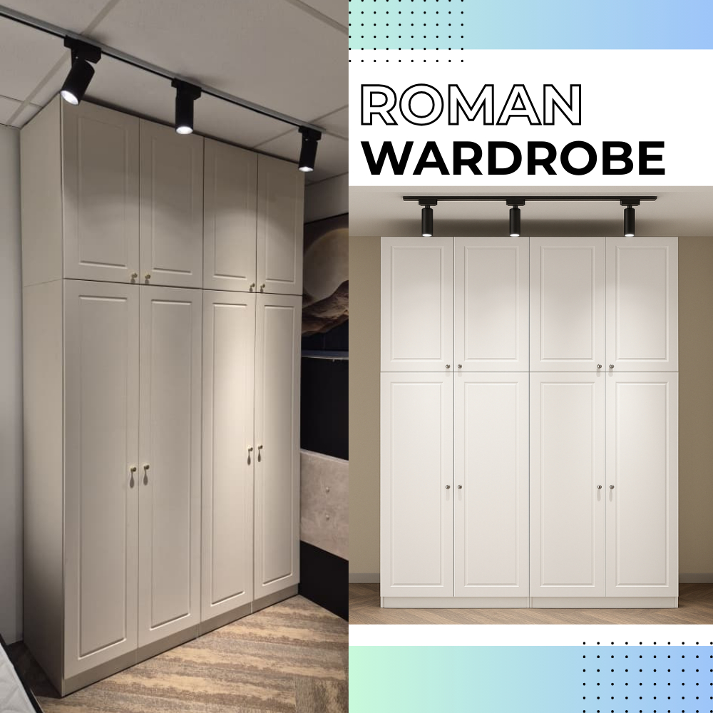 Roman Wardrobe | Almari Swing Door Wardrobe | Muji colour 8ft/9ft ...