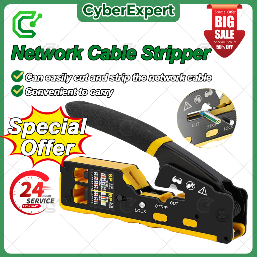 RJ45Network cable stripper Pass Through Crimping Tool For CAT6 Pass ...