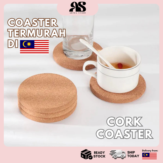 Cork Coaster Round Heat Resistant Eco Friendly Pad Anti Scalding Brown ...